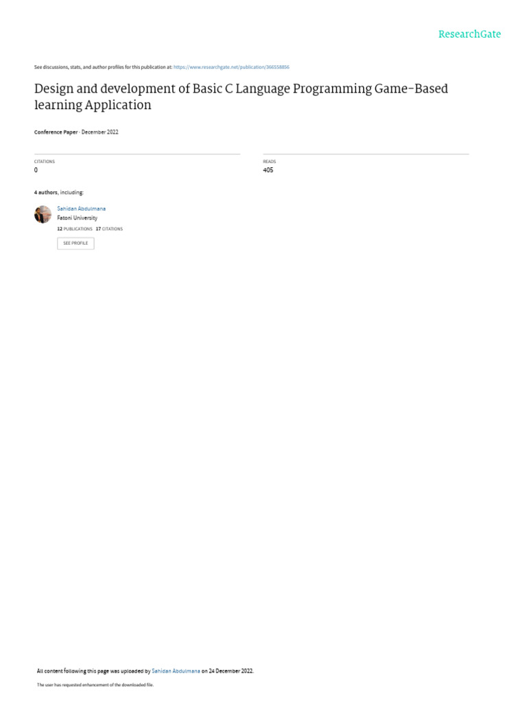 Design and Development of Basic C Language Programming Game-Based Learning Application | PDF ...