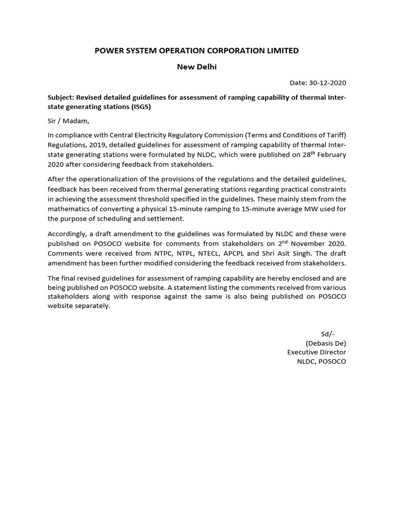 Revised Detailed Guidelines For Assessment of Ramping Capability of ...