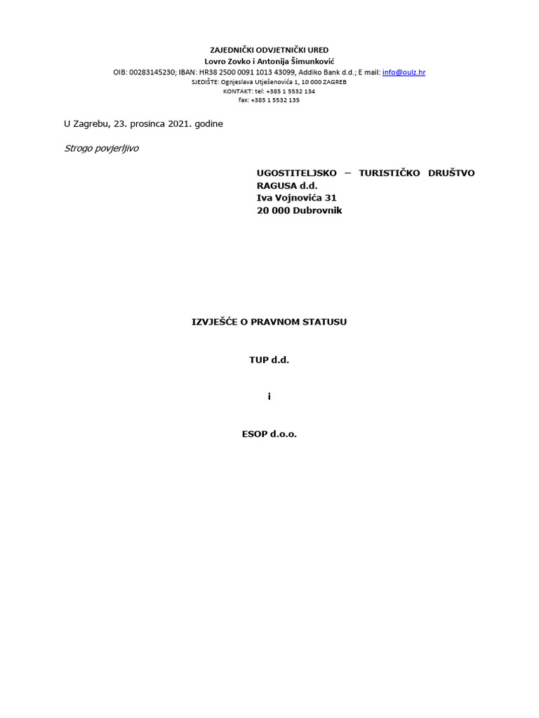 3 2 Izvjes C4 87e-O-Pravnom-Statusu | PDF