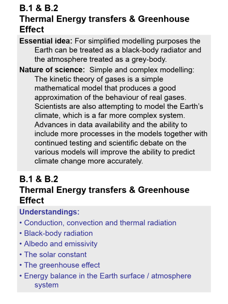 B.1 & B.2 Thermal Energy Transfers and Greenhouse Effect | PDF ...