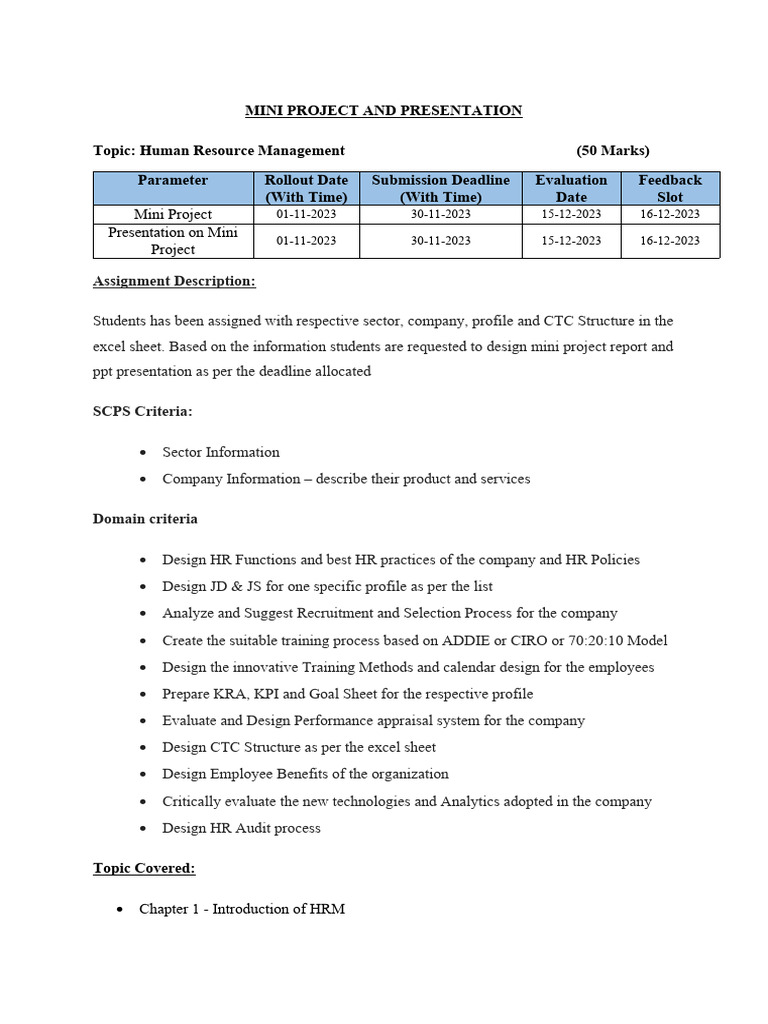 HR Management Mini Project Guide | PDF | Human Resource Management ...