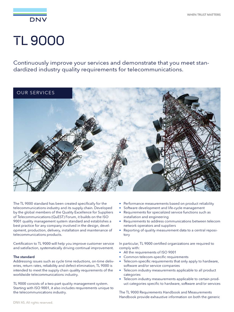 TL9000 Flier | PDF | Quality Management | Quality Management System