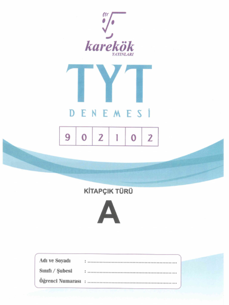 Karekok Tyt Deneme Sinavi Ve Cevap Anahtari | PDF