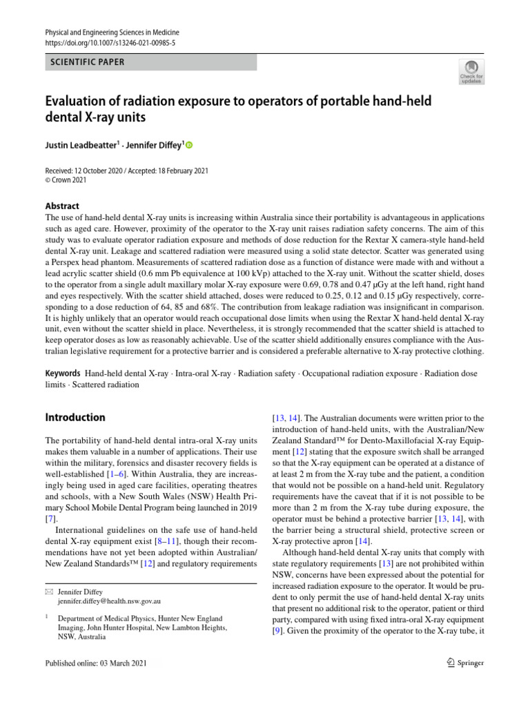 Evaluation of Radiation Exposure To Operators of Portable Hand Held ...