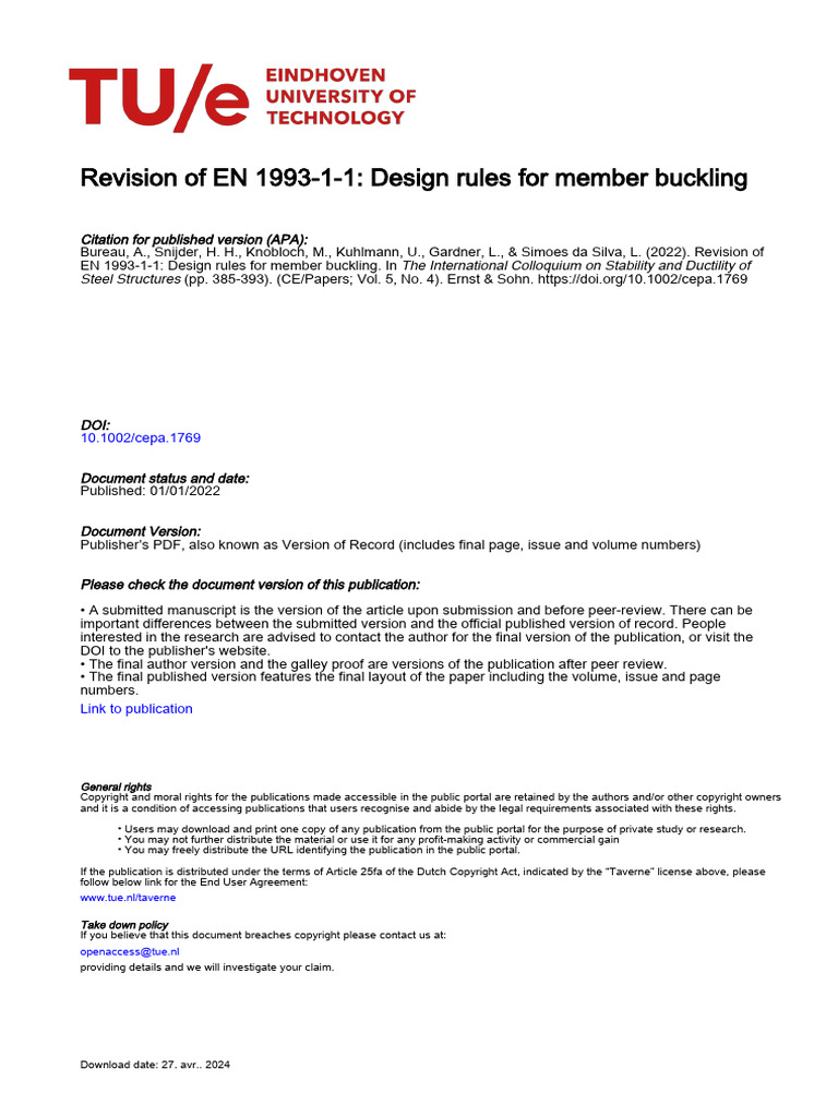 Ce Papers 2022 Bureau Design Rules For Member Buckling As Published ...
