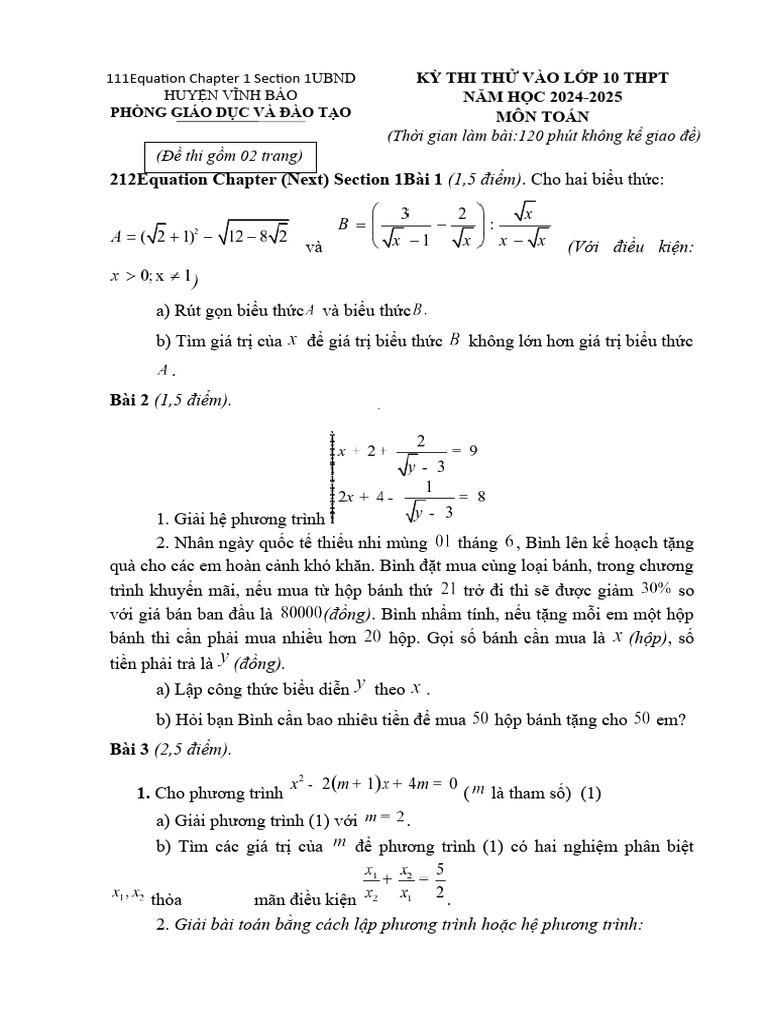 ĐỀ THI THỬ 2 VB VÀO 10 (24-25) | PDF
