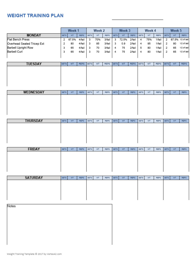 Weight Training Plan Spreadsheet | PDF | Nutrition | Diet & Nutrition