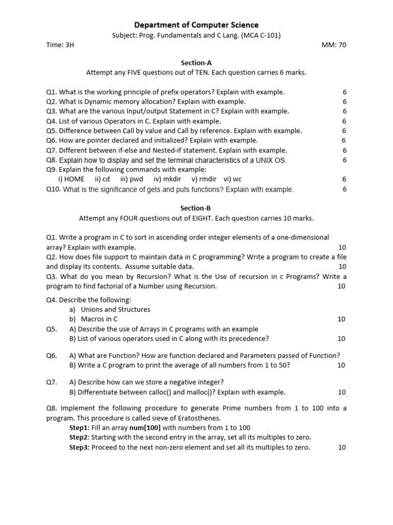 MCA-C101 | PDF | Software Engineering | Computer Science