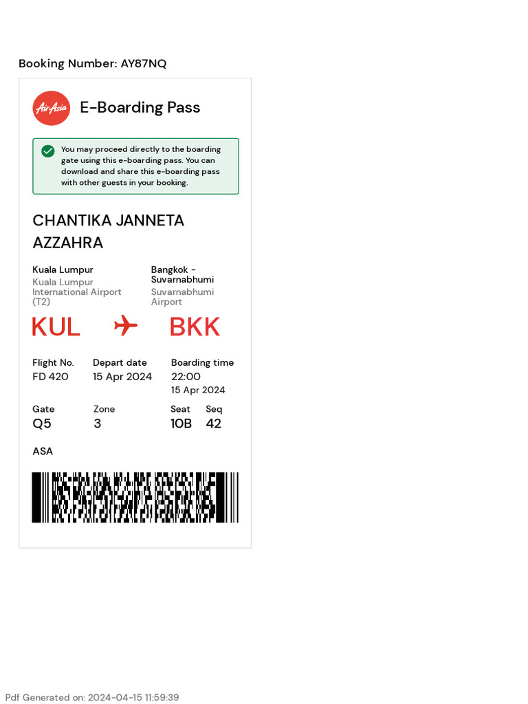Boardingpass 15-04-2024 1713153578145 | PDF | Aviation