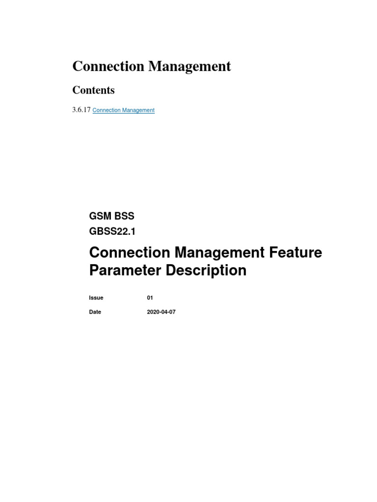 Connection Management Feature Parameter Description | PDF | Microsoft ...