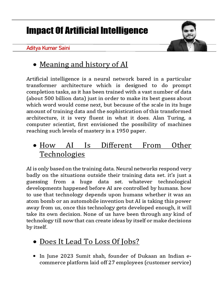 Impact Of Artificial Intelligence Pdf Artificial Intelligence