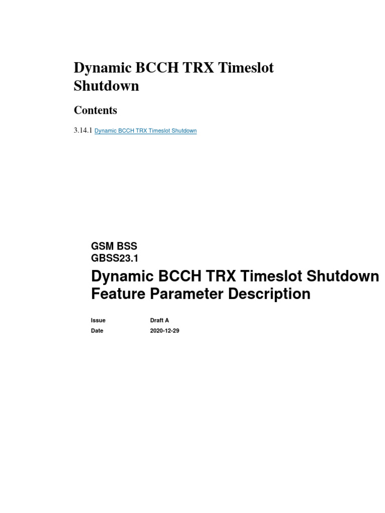 Dynamic BCCH TRX Timeslot Shutdown Feature Parameter Description | PDF ...