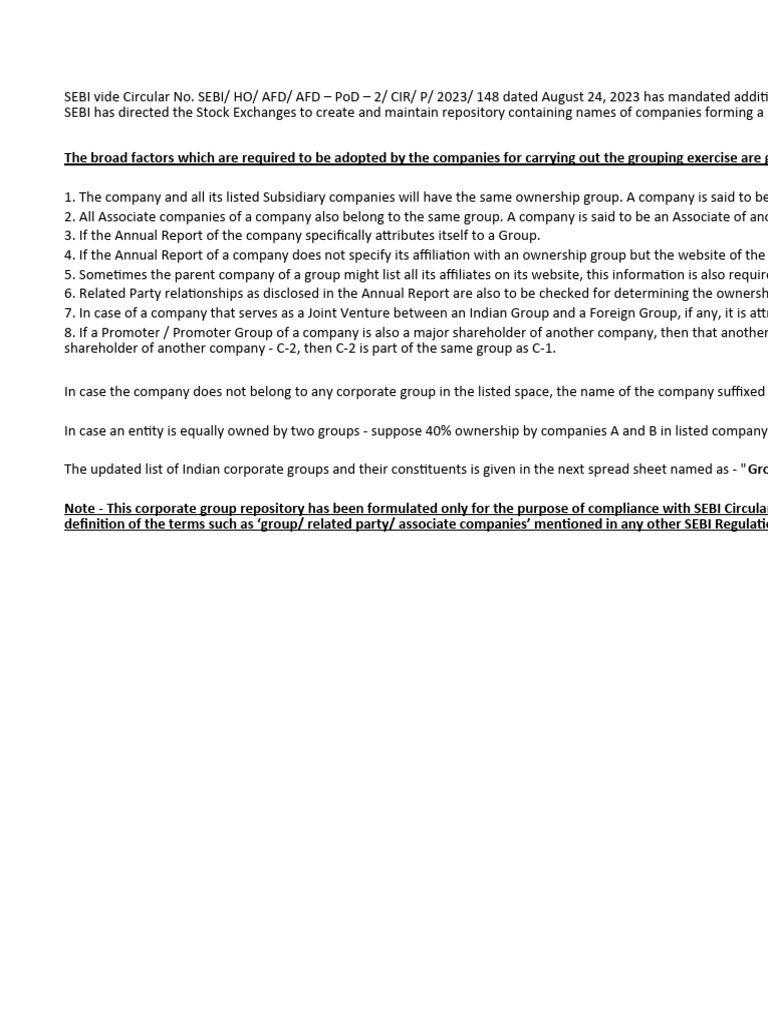 Grouping of Listed Entities - 25012024 | PDF