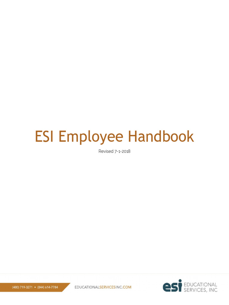 ESI Employee Handbook Overview | PDF | Sexual Harassment | Americans ...