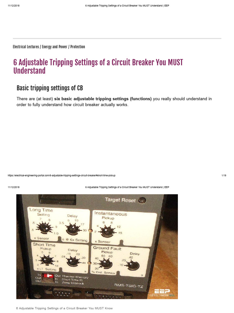6 Adjustable Tripping Settings of A Circuit Breaker You MUST Understand ...