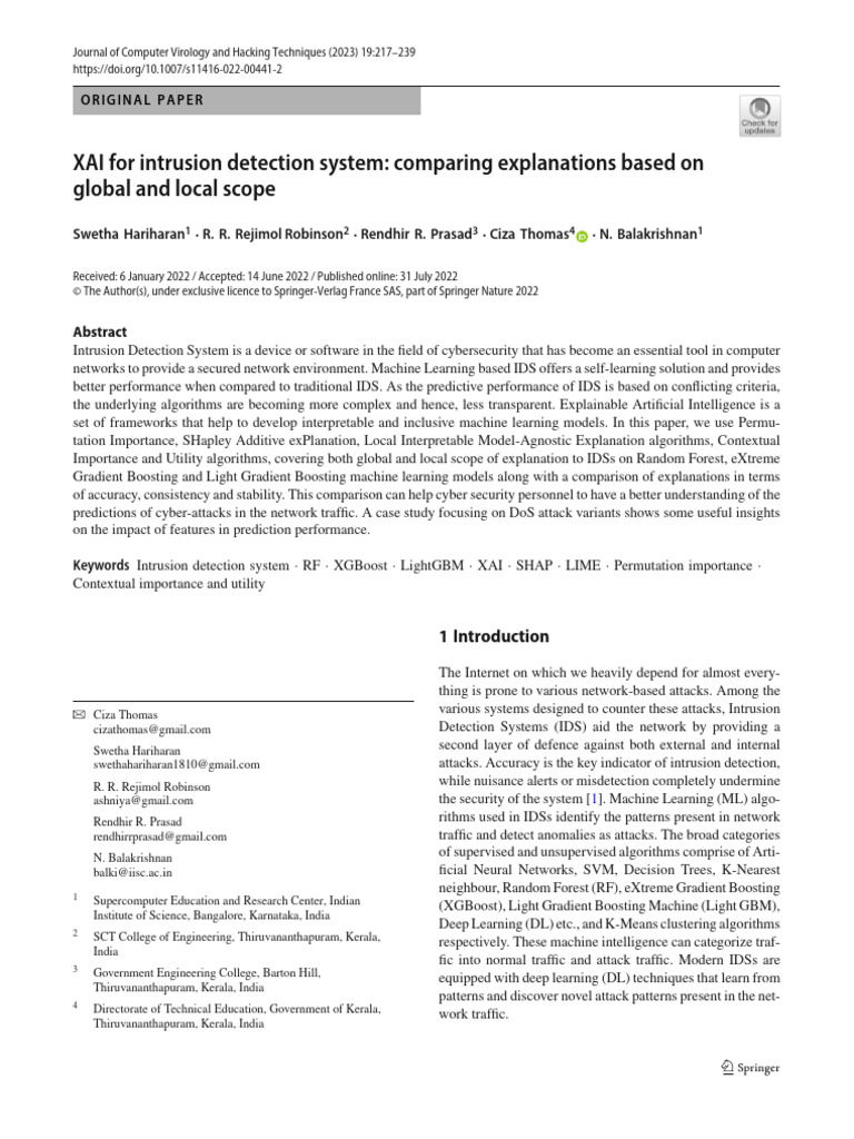 XAI in Intrusion Detection Systems | PDF | Machine Learning ...