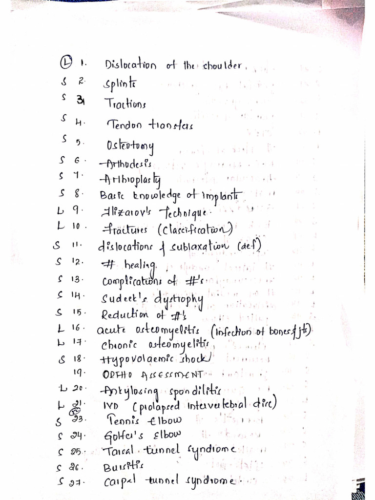 Clinical Ortho Notes | PDF
