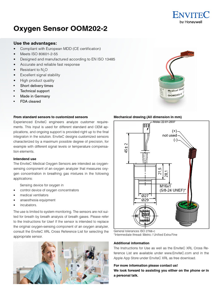 Oxygen Sensor OOM202-2: Use The Advantages | PDF | Sensor | Oxygen