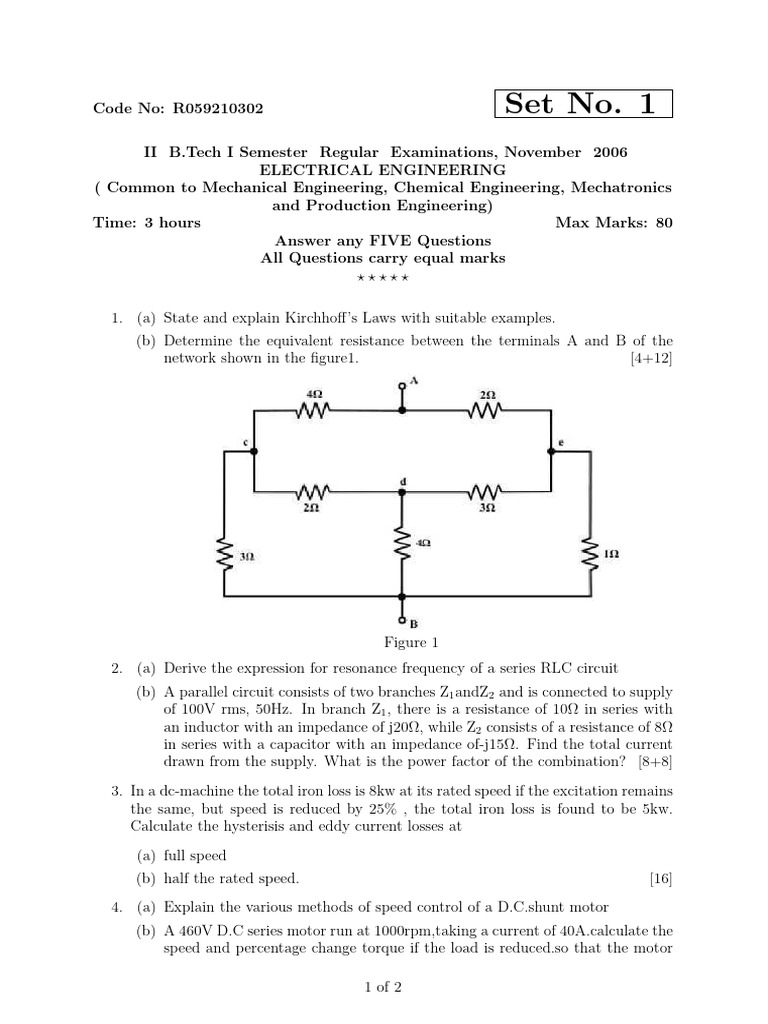 Electrical Engineering Exam Guide | PDF | Electric Motor | Inductor