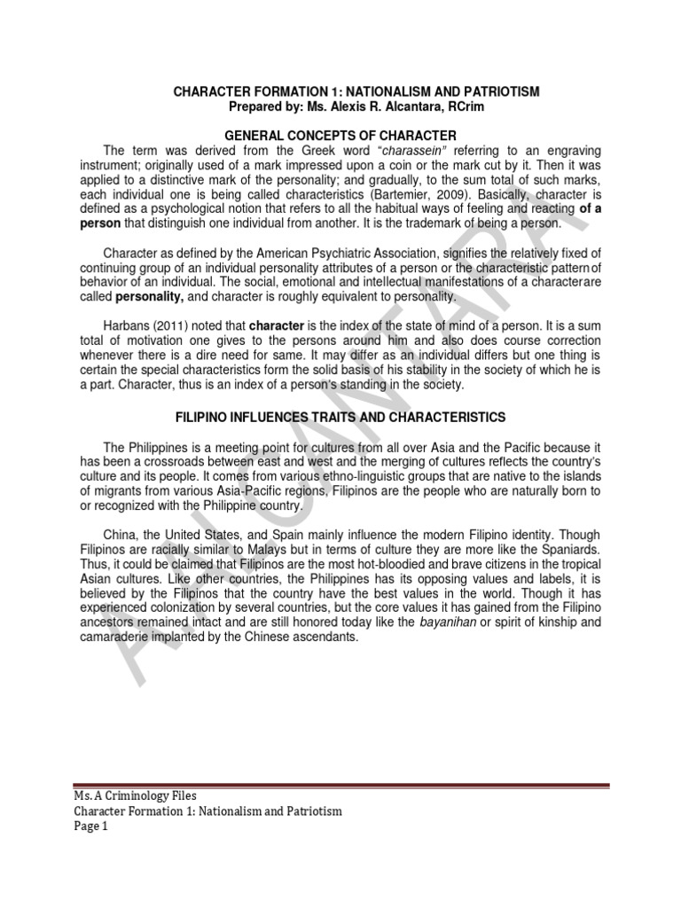 Character Formation 1 Learning Material No. 1 | PDF | Social Psychology