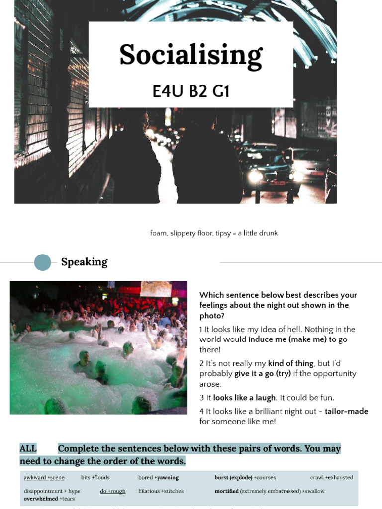 Socialising E4U B2 G1 | Download Free PDF | Languages | Foreign Language Studies