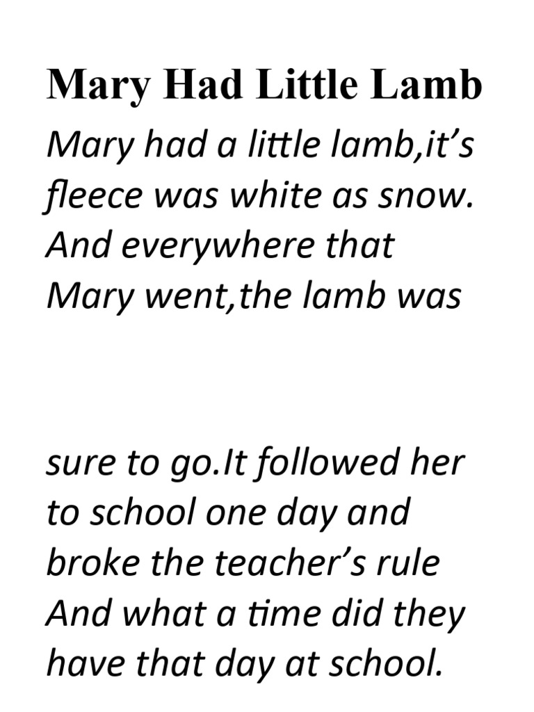 Mary Had Little Lamb | PDF | General Fiction