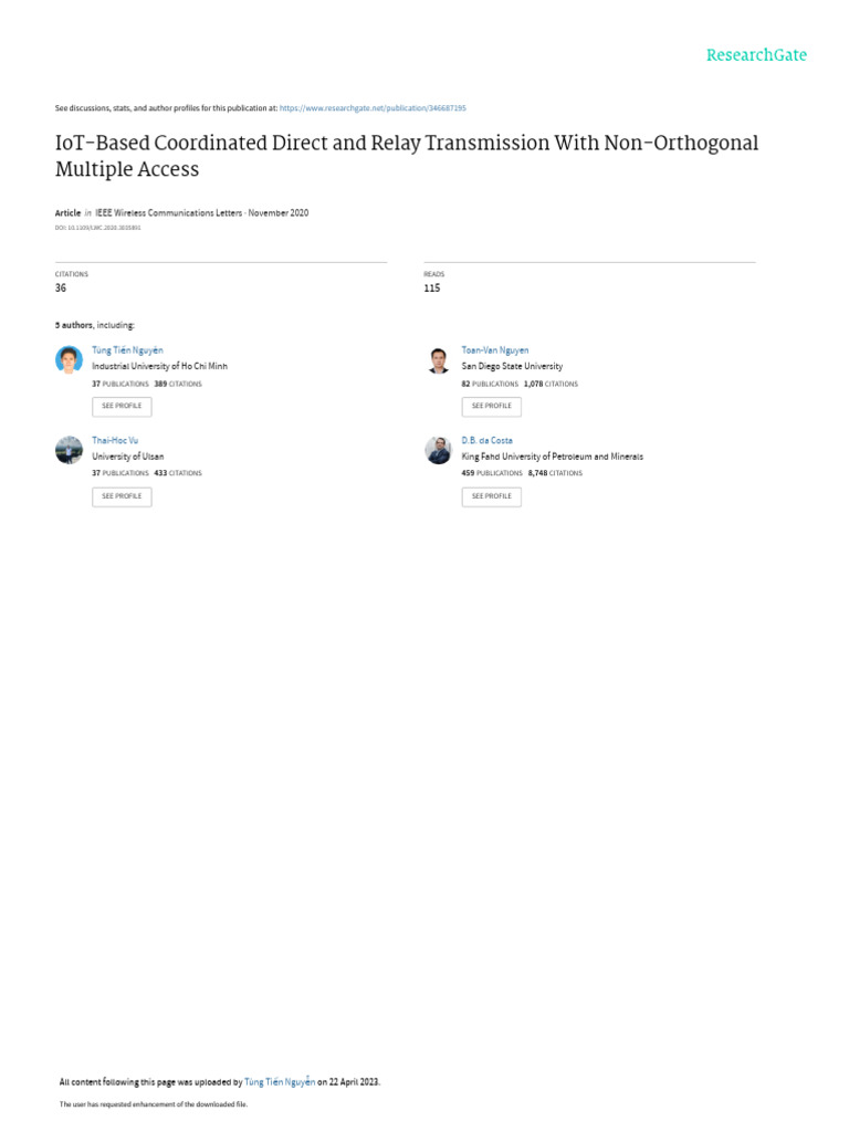 IoT-Based Coordinated Direct and Relay Transmission With Non-Orthogonal Multiple Access ...