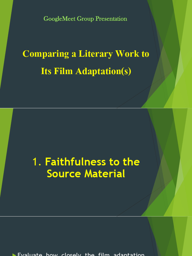 Guide To Comparing A Literary Work With Its Film Adaptations | PDF