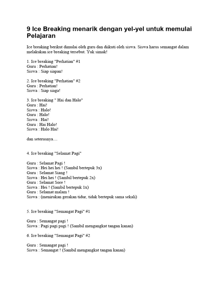 Kumpulan Ice Breaking | PDF