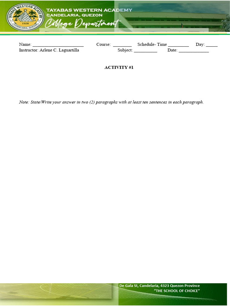 Student Activity Submission Form | PDF