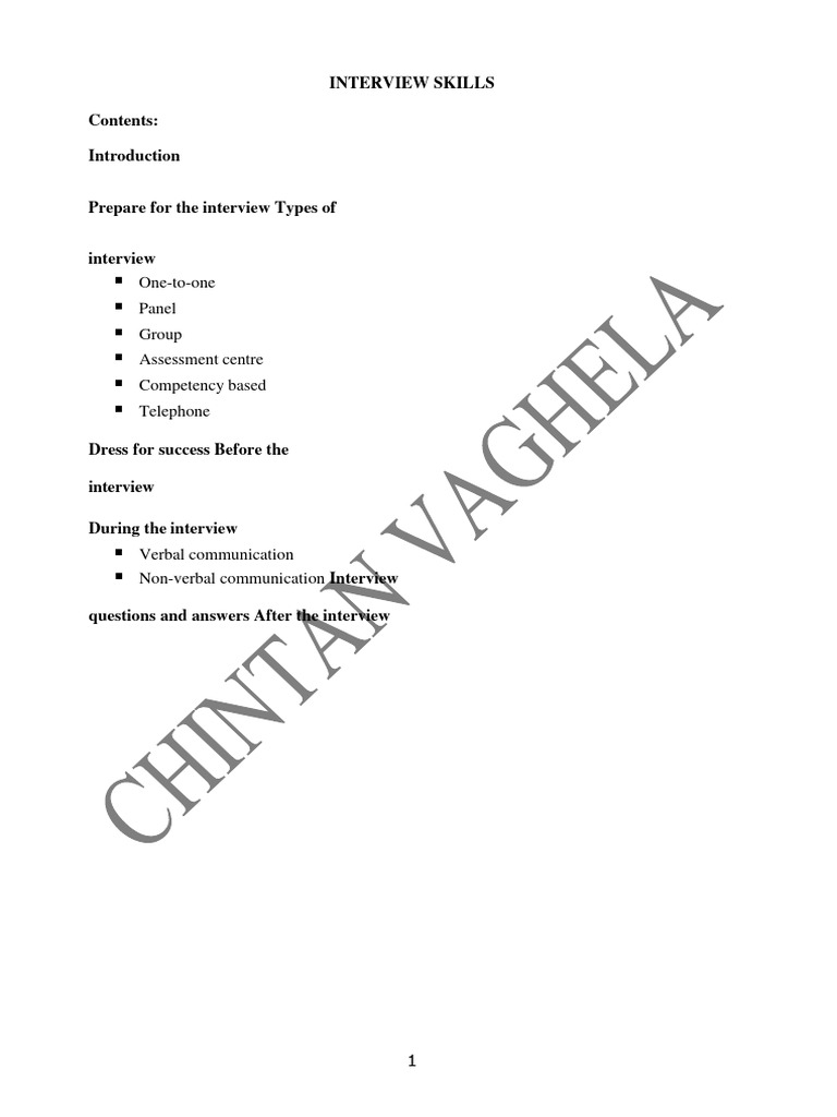 Interview Skills | PDF | Communication | Nonverbal Communication