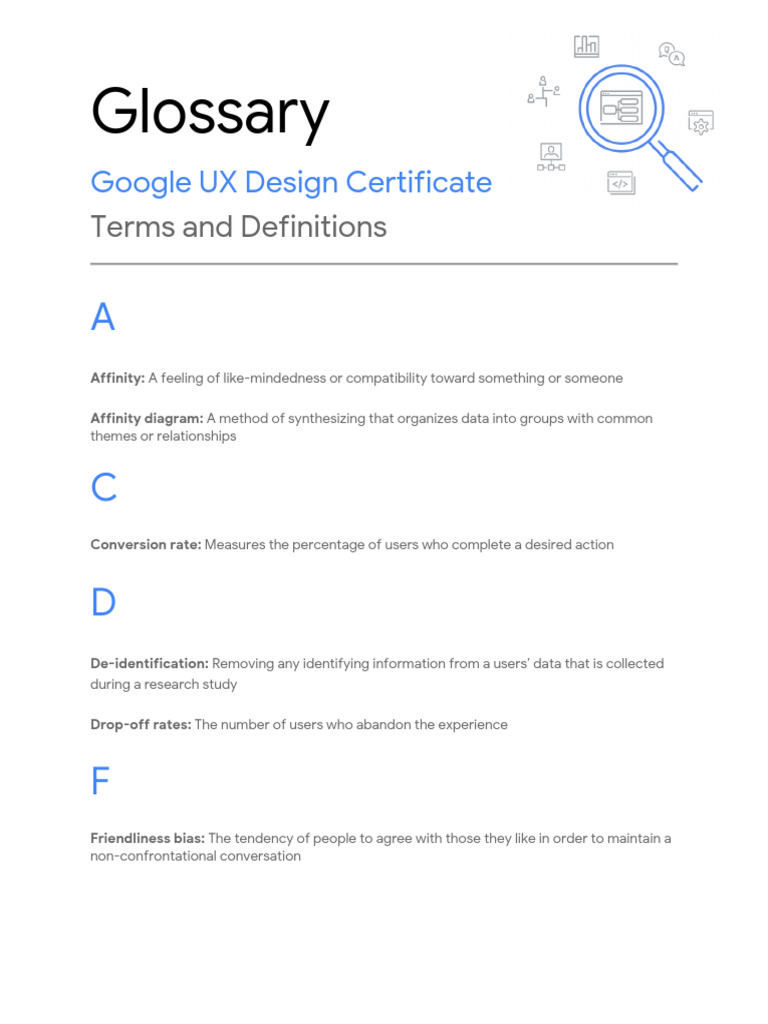 Glossary: Google UX Design Certificate | PDF | Usability | User Experience