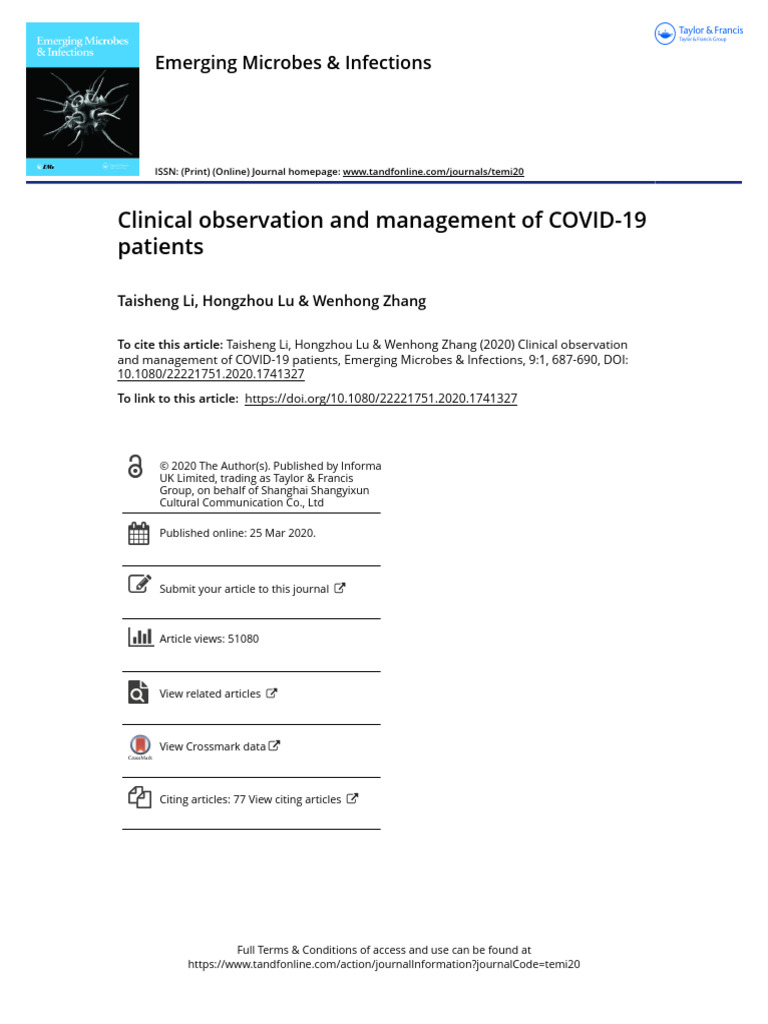Clinical Observation and Management of COVID-19 Patients | PDF ...