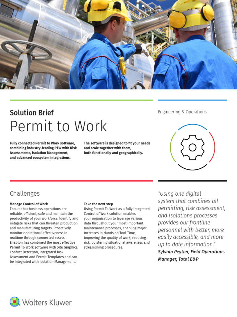 151-Enablon Orm - Permit to Work | PDF | Risk | Risk Management