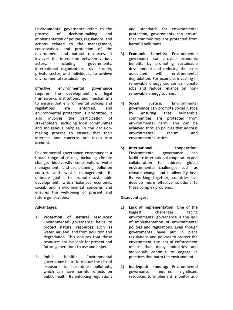 Environmental Governance | PDF | Environmental Policy | Governance Environmental Governance | PDF | Environmental Policy | Governance