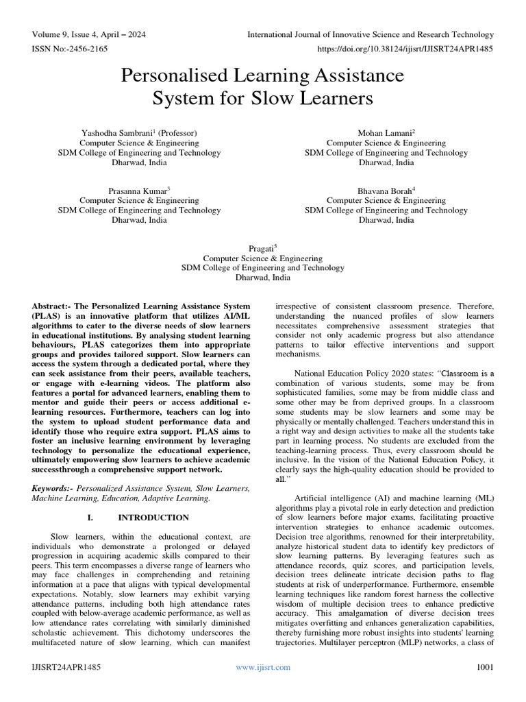 AI-Powered Support for Slow Learners | PDF | Machine Learning | Artificial Intelligence