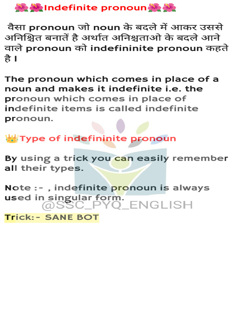 Indefinite and Reciprocal Pronoun | PDF | Pronoun | Plural