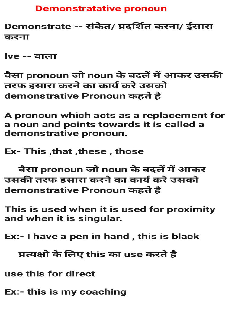 Demonstrative and Distributive Pronoun | PDF | Grammatical Number | Plural