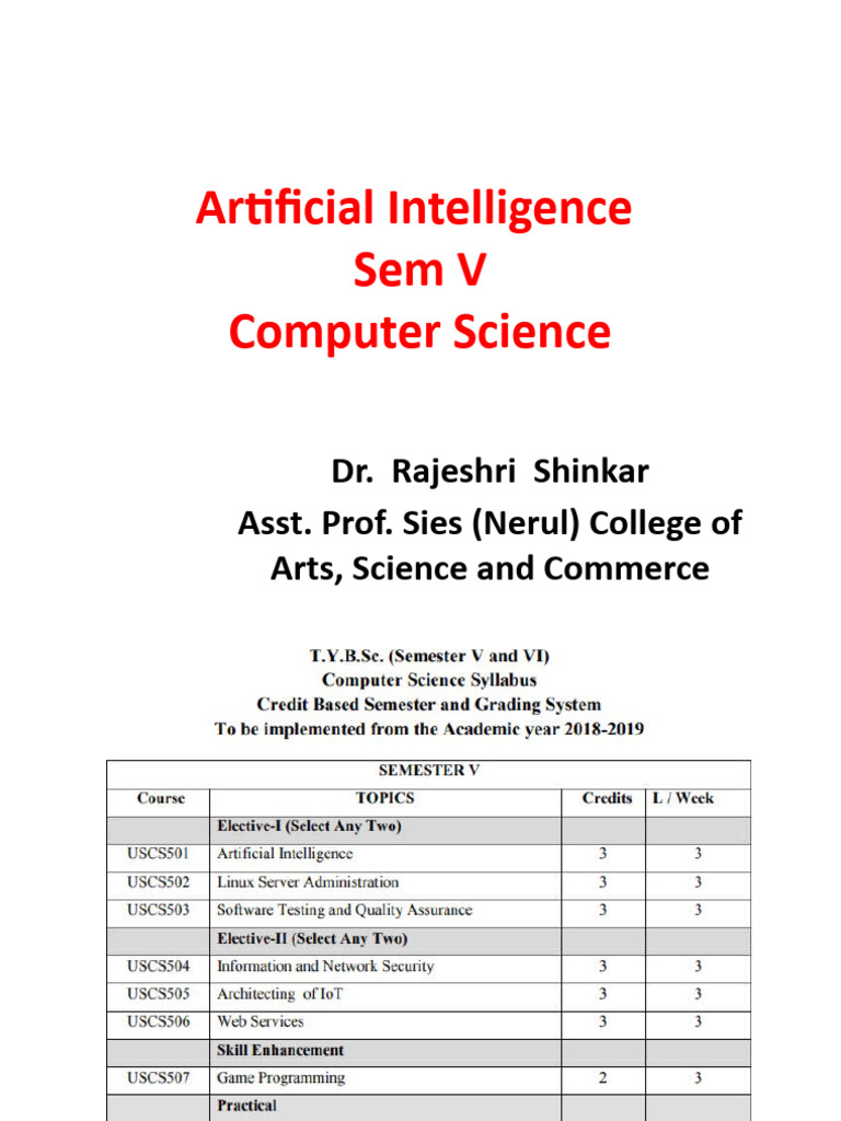 LECTURE1_AI_SEM_V | PDF | Artificial Intelligence | Intelligence (AI) & Semantics