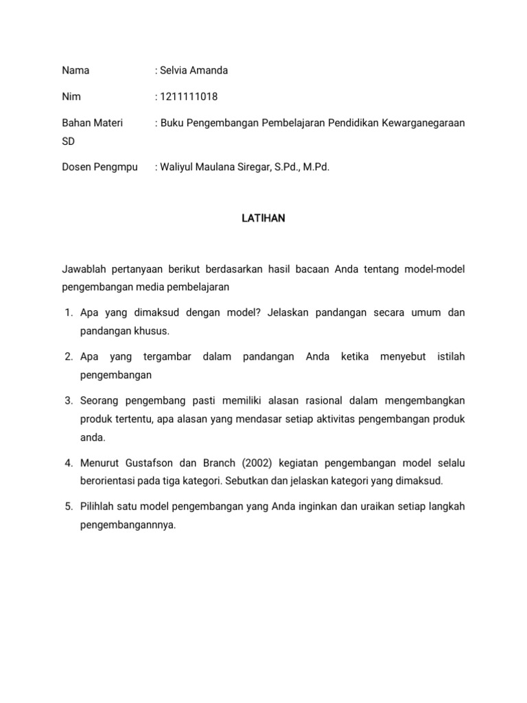 LK PKN Media Pembelajaran Selvia | PDF | Karier & Perkembangan | Seni