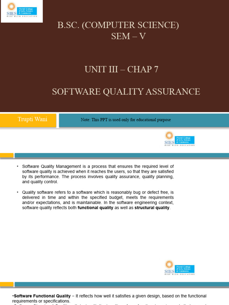 Software Quality Assurance | PDF | Iso 9000 | Quality Assurance