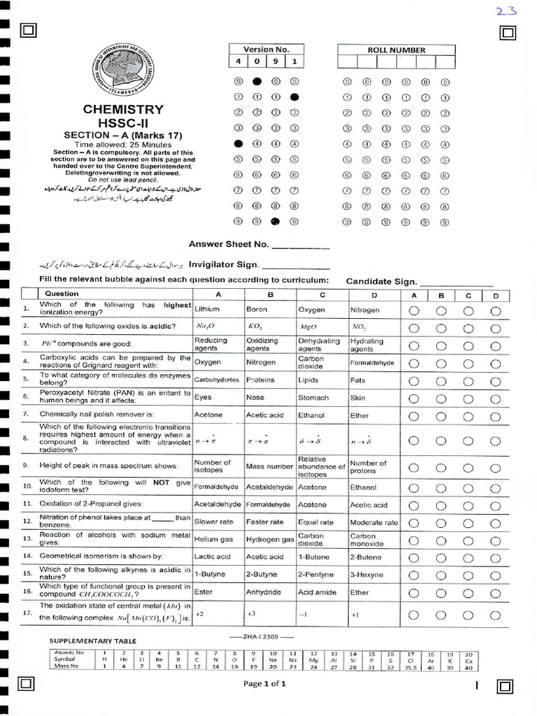 Chemistry HSSC | PDF