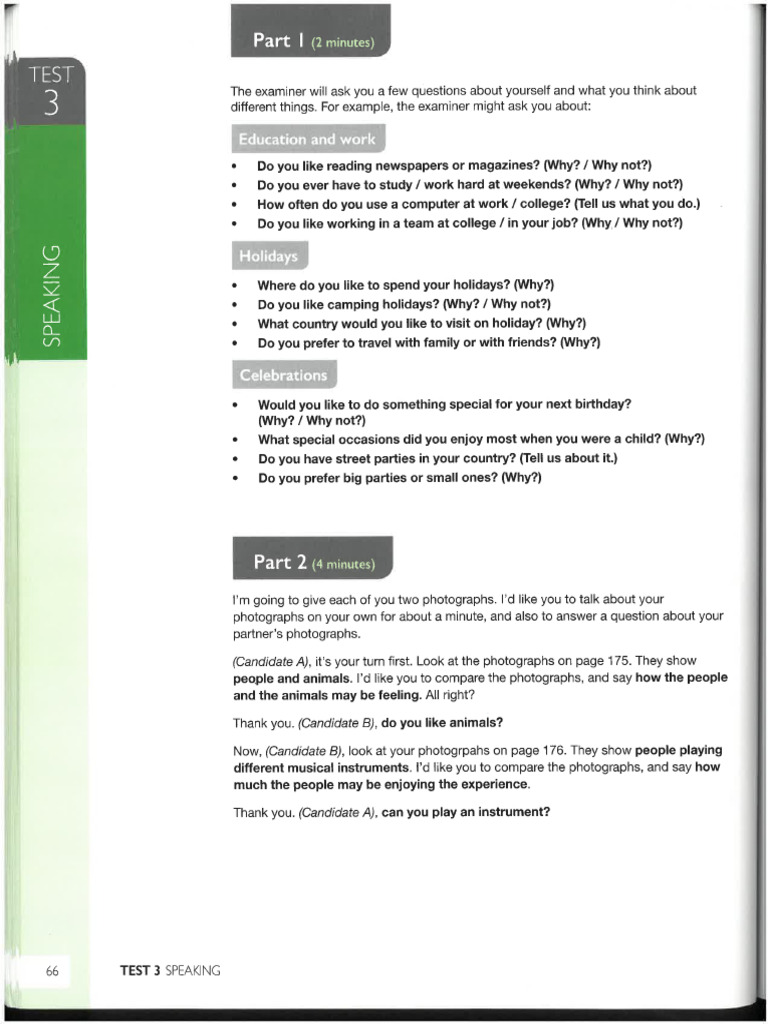 First PTP Vol 1 Test 3 Speaking Frame | PDF