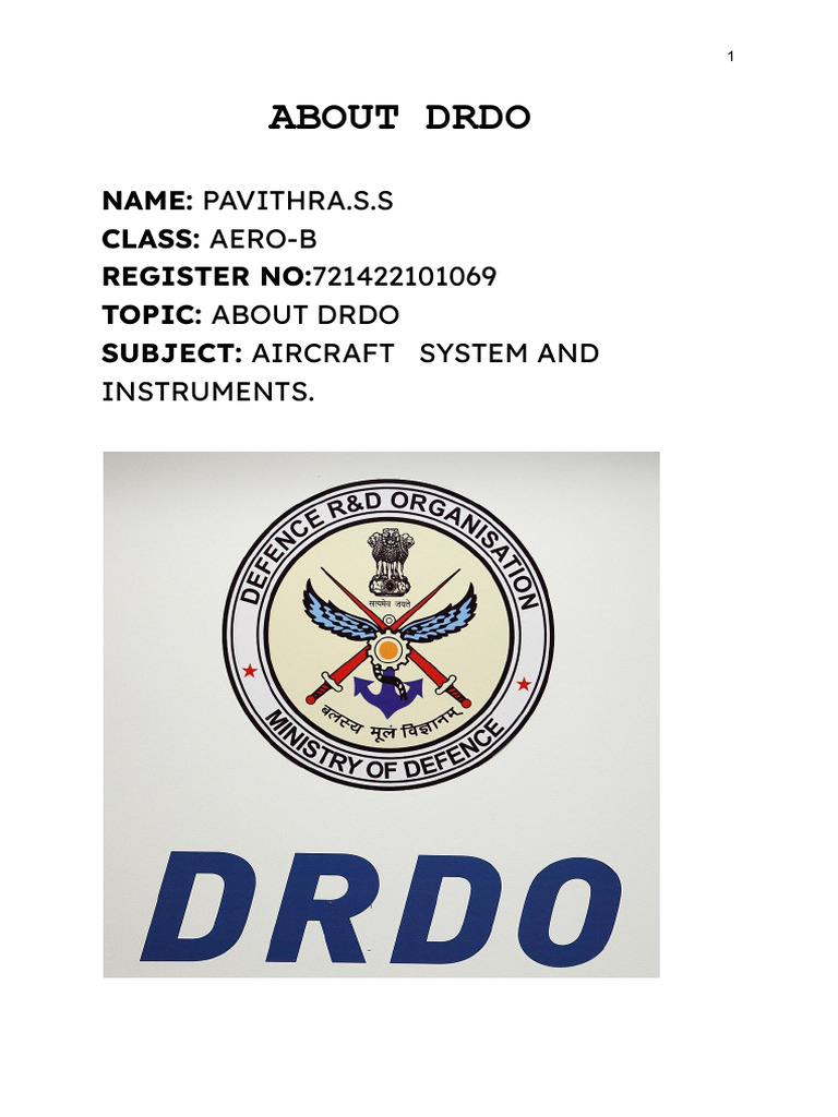 DRDO Overview for Aero Students | PDF | Military Technology | Military ...