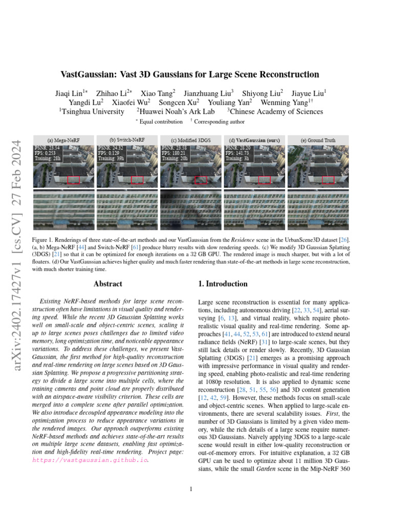 Vastgaussian: Vast 3D Gaussians For Large Scene Reconstruction | PDF | Rendering (Computer ...
