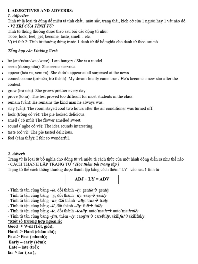 Adj and Adv Trat Tu Tinh Tu | PDF