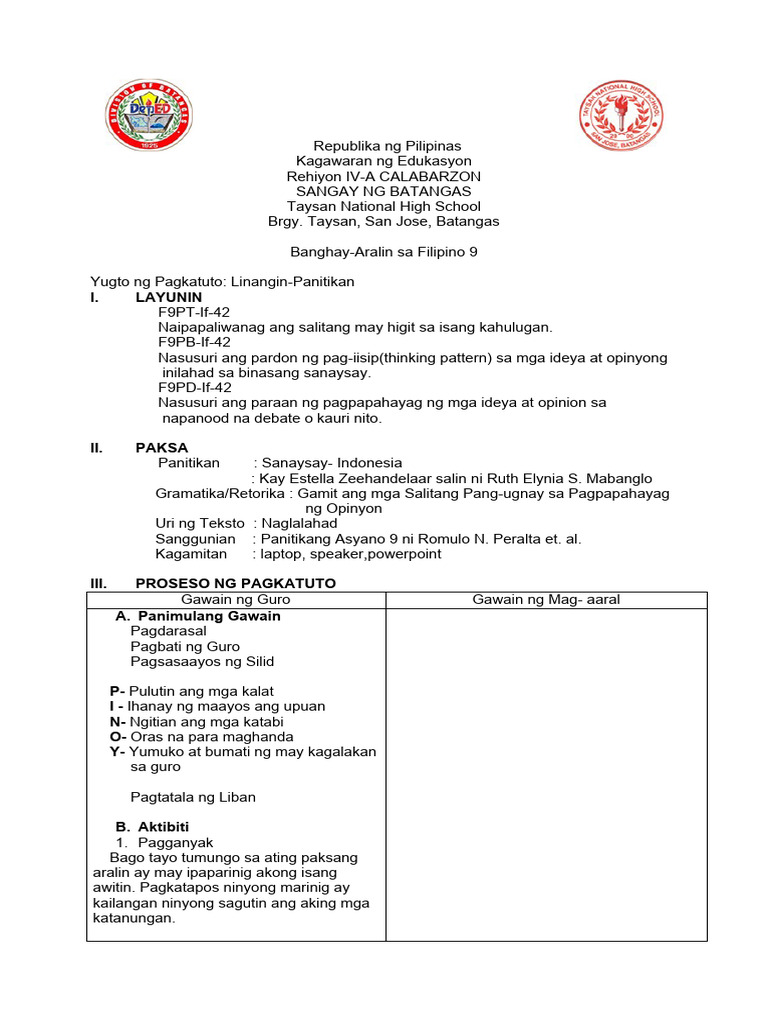 LP ESTELLA Panitikan | PDF