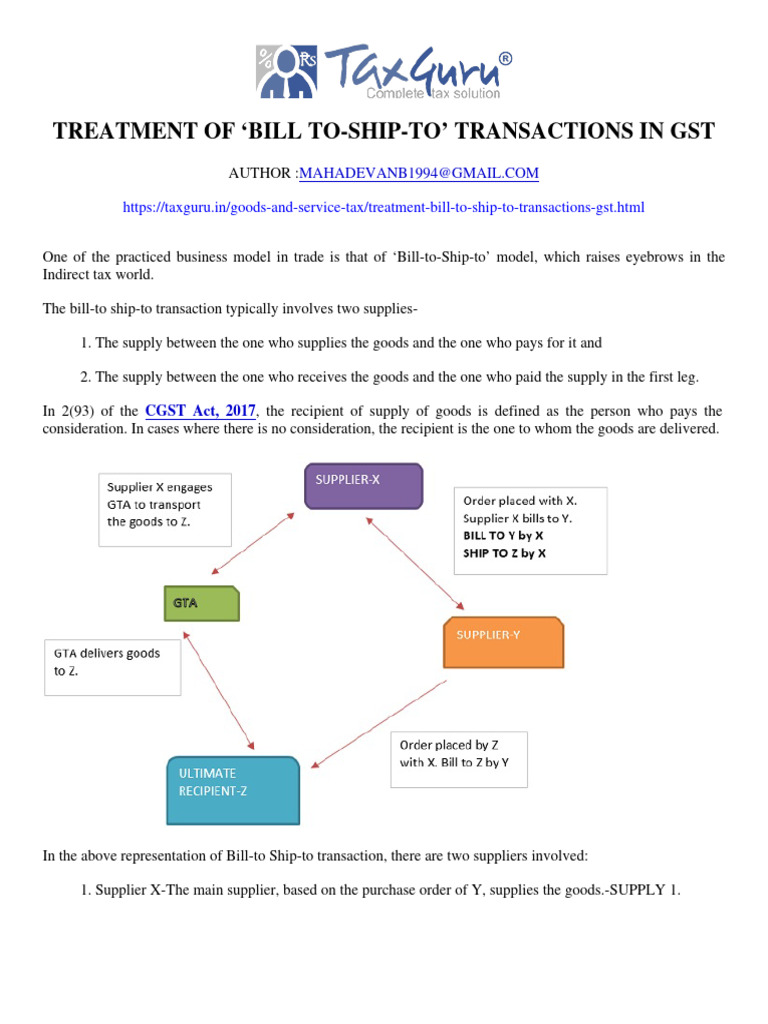 GST Treatment of Bill-to-Ship-to Model | PDF | Business | Economies