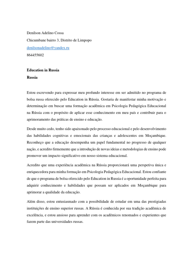 Carta de Motivacao | PDF Carta de Motivacao | PDF