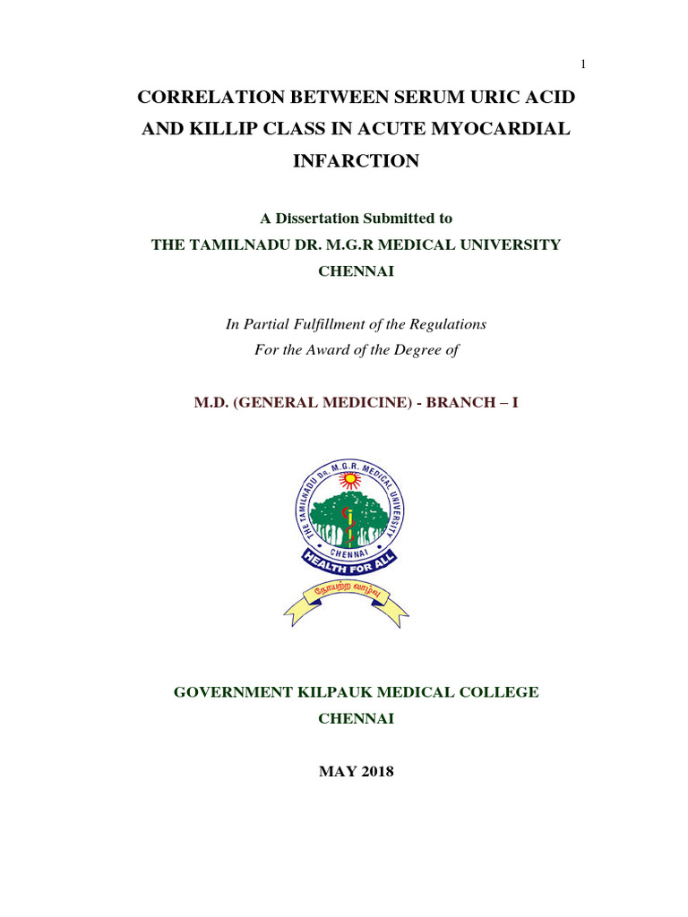 Correlation Between Serum Uric Acid | PDF | Myocardial Infarction | Coronary Circulation